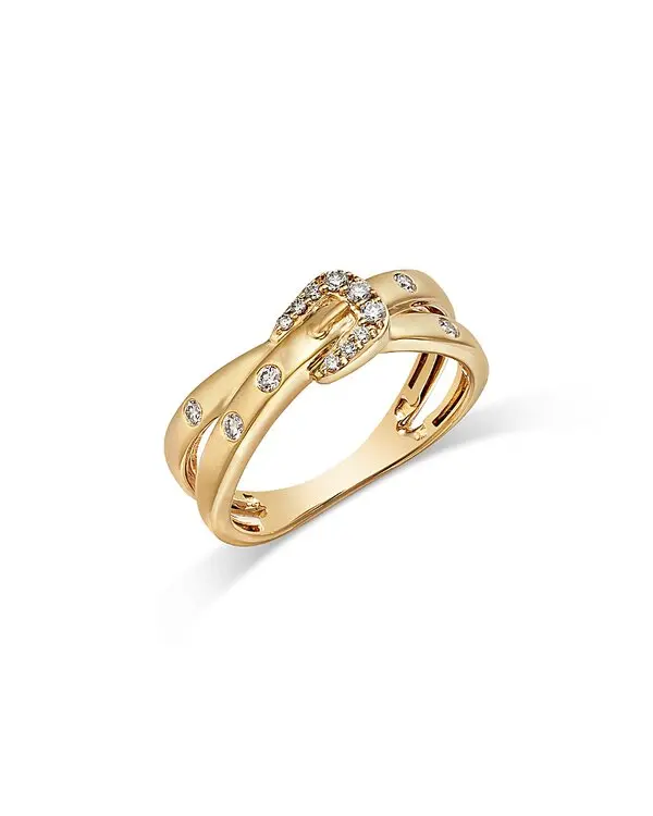 Bloomingdale'S 14k Yellow Champagne Diamond Buckle Ring - Gold