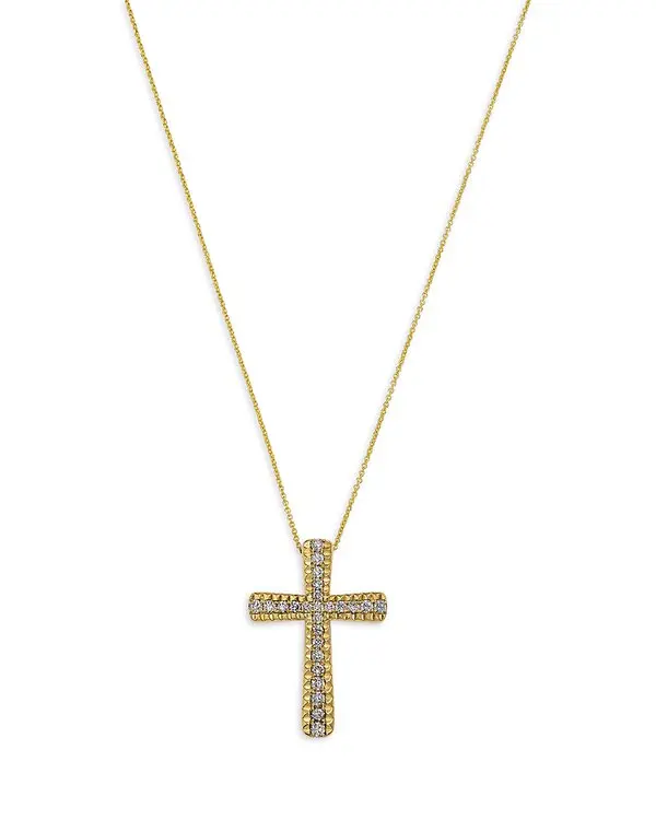 Bloomingdale'S Champagne Diamond Cross Pendant Necklace - Gold