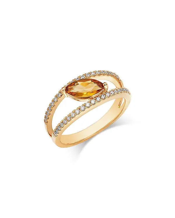 Bloomingdale'S 14k Yellow Citrine And Diamond Ring - Gold