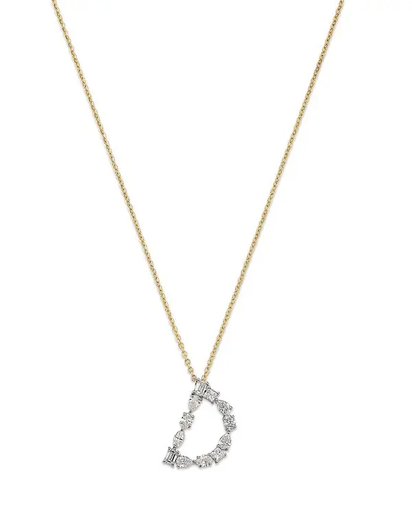 Bloomingdale'S Luxe Collection Lab Grown Diamond Initial Pendant Necklace - D