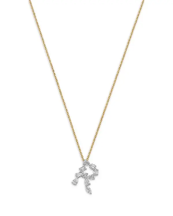 Bloomingdale'S 14k Gold Mixed Cut Lab Grown Diamond Initial Pendant Necklace 0.5 Tcw - R