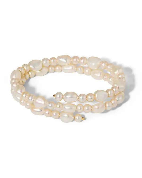 Nadri Poppy Cultured Freshwater Pearl Triple Wrap Bracelet - White