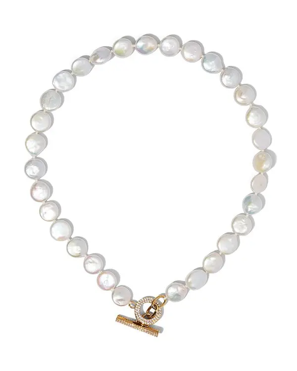 Nadri Poppy Cultured Freshwater Coin Collar Necklace - Pearl