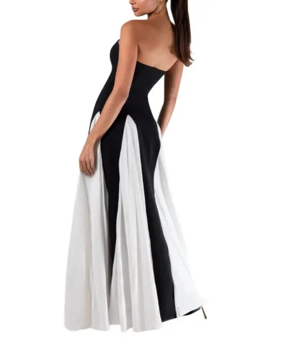 HEIRESS BEVERLY HILLS Strapless Colorblock Pleated Maxi Dress