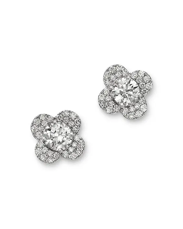 Bloomingdale'S Diamond Clover Stud Earrings 1.36 Tcw - White Gold