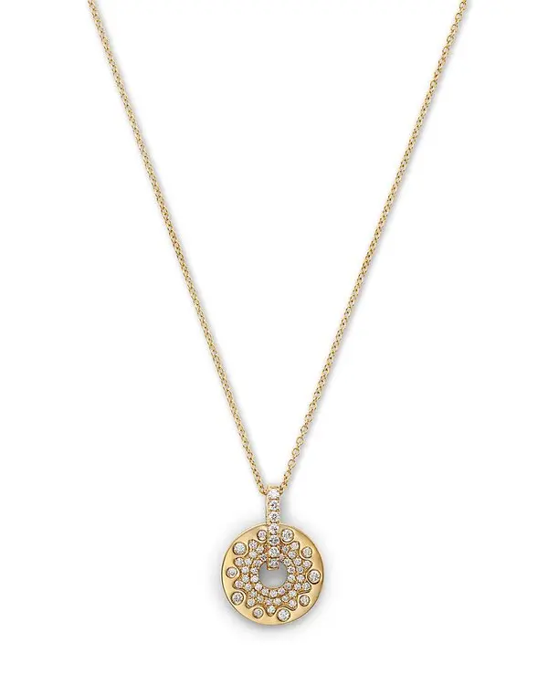 Bloomingdale'S 14k Scattered Diamond Disc Pendant Necklace - Yellow Gold