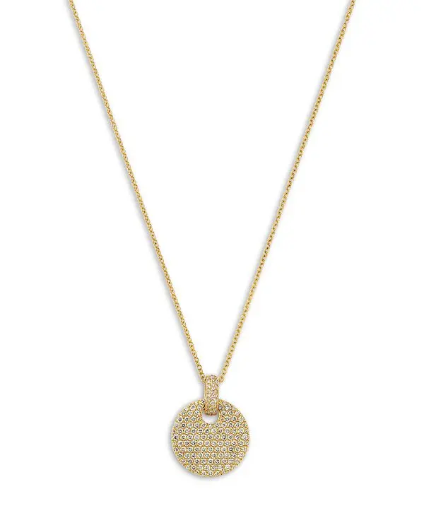 Bloomingdale'S Pave Diamond Disc Pendant Necklace 0.75 Tcw - Yellow Gold