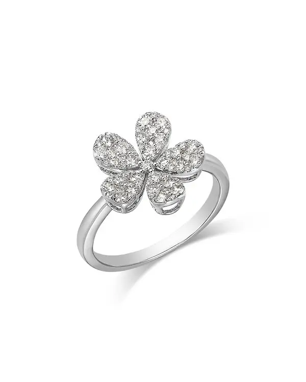Bloomingdale'S 14k Diamond Flower Ring 0.65 Tcw - White Gold
