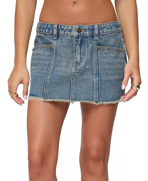 EDIKTED Keiko Studded Denim Mini Skirt