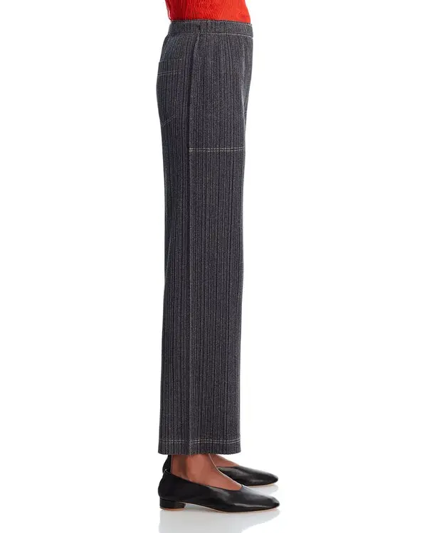 Issey Miyake Pleated Denim Pants - Black