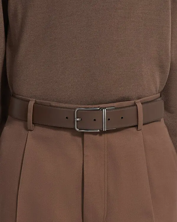 Zegna Reversible Leather Belt - Dark Brown/black