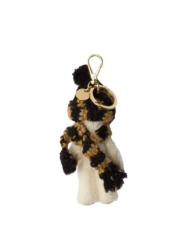 Prada Teddy Bear Bag Charm With Metal Ring - Brown