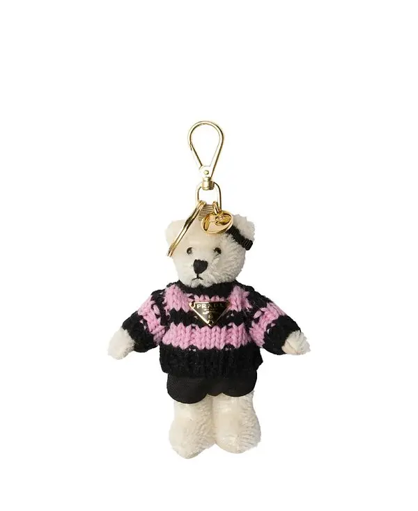 Prada Teddy Bear Bag Charm With Metal Ring - Pink