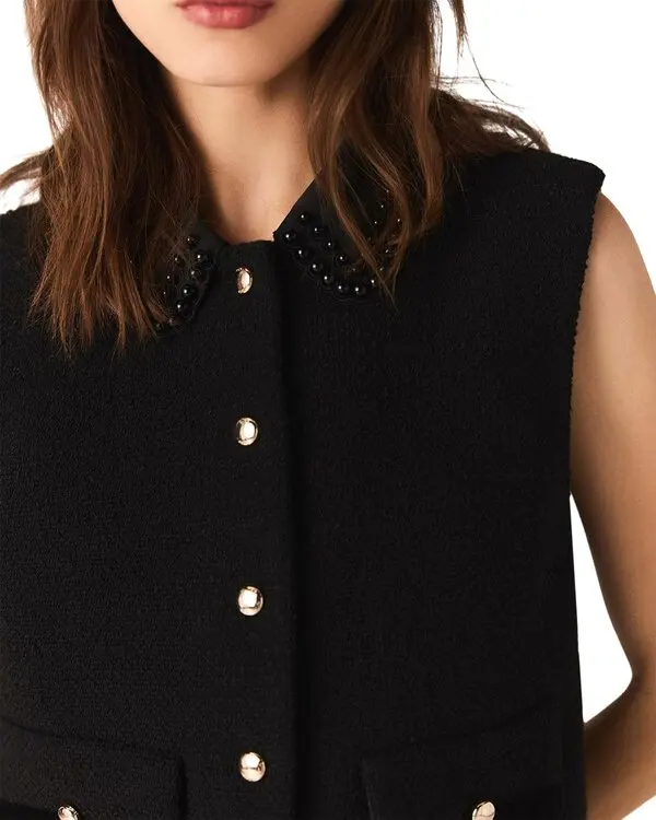 Maje Pearl Collar Sleeveless Top