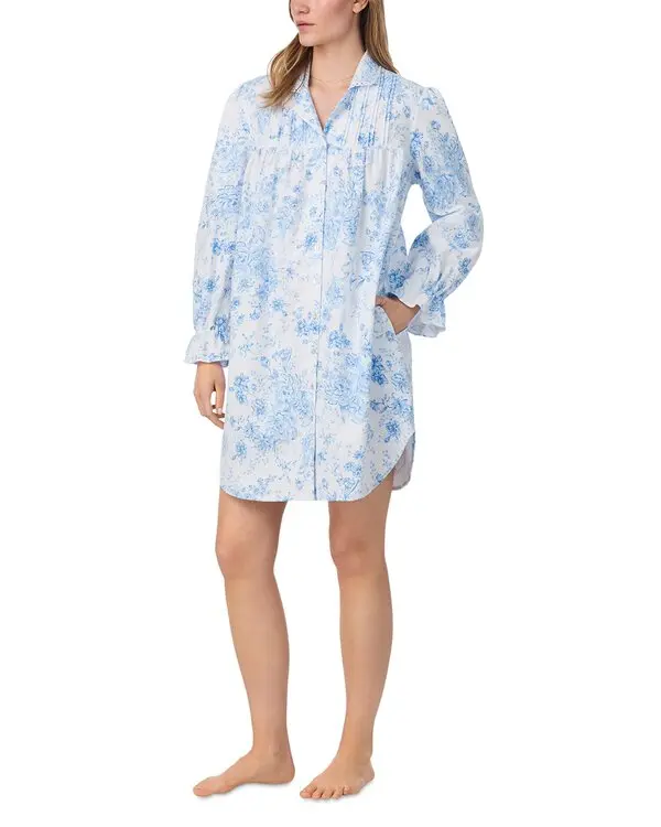 Eileen West Sleepshirt - White/blue Floral