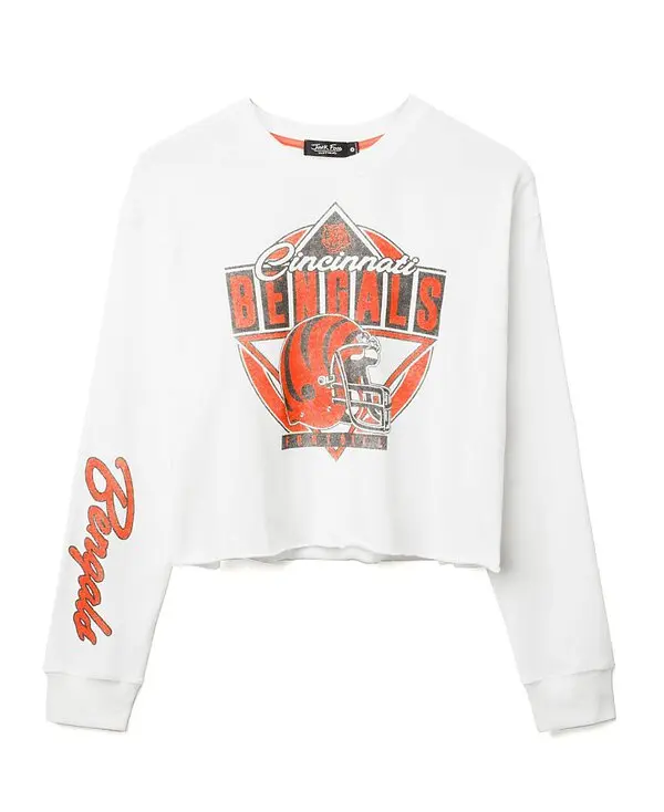 Junk Food Clothing Nfl Cincinnati Bengals Helmet Crop Fleece - Vintage White