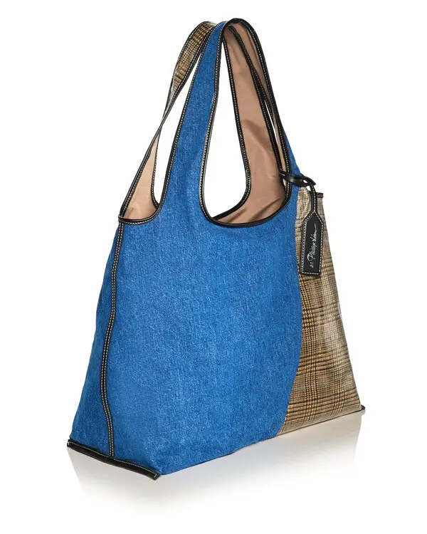 3.1 Phillip Lim Denim Market Tote With Plaid