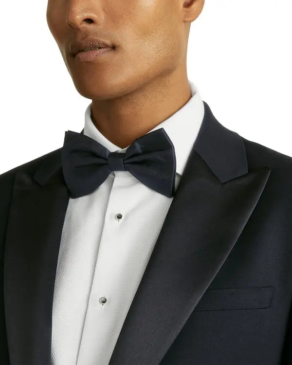 REISS Silk Grosgrain Bow Tie - Navy