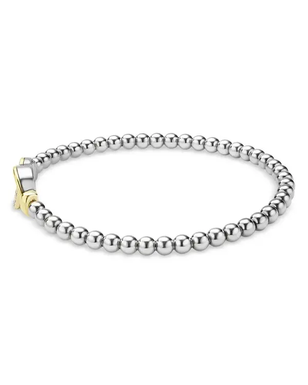 Lagos 18k Yellow Gold And Sterling Ring Stretch Bracelet - Silver