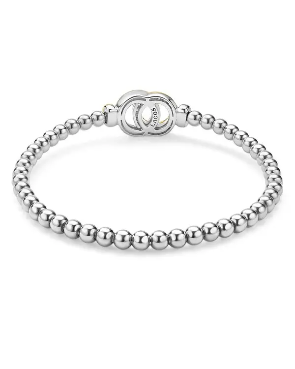 Lagos 18k Yellow Gold And Sterling Ring Stretch Bracelet - Silver