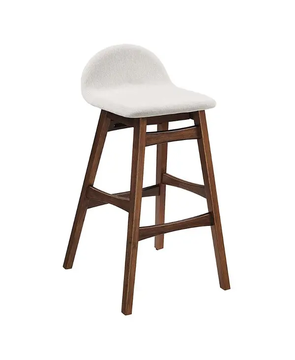 MODWAY Juno Wood Bar Stool, Set Of 2 - Ivory Fabric