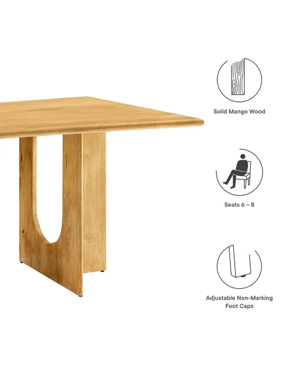 MODWAY Rivian Rectangular 70 Wood Dining Table - Oak