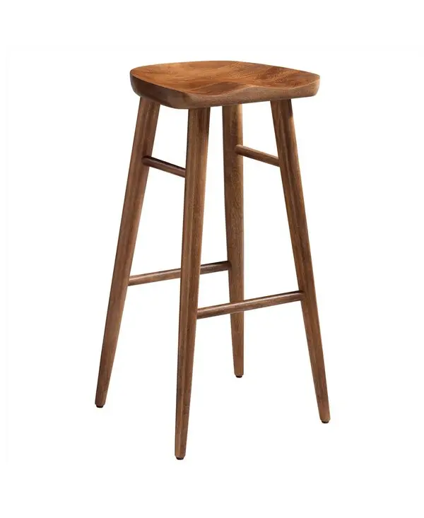 MODWAY Saville Backless Wood Bar Stools Set Of 2 - Walnut