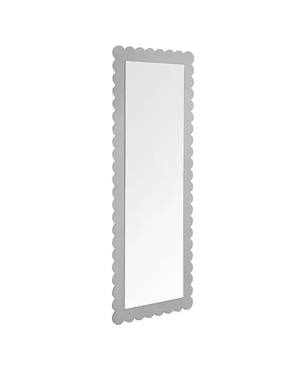 MODWAY Emmeline Scalloped Rectangle Floor Mirror - Light Gray
