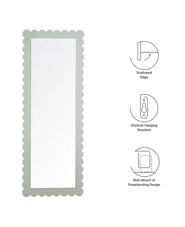 MODWAY Emmeline Scalloped Rectangle Floor Mirror - Sage