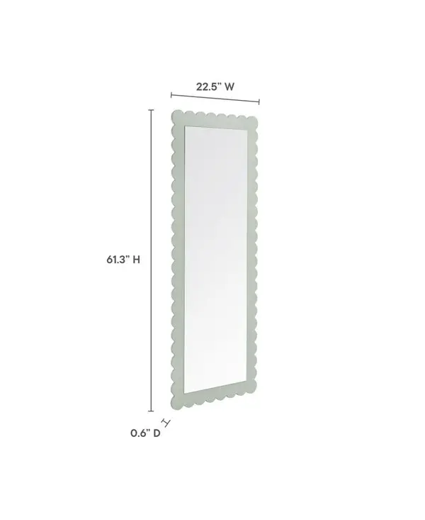 MODWAY Emmeline Scalloped Rectangle Floor Mirror - Sage