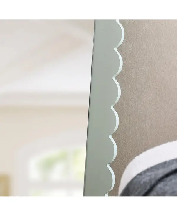 MODWAY Emmeline Scalloped Rectangle Floor Mirror - Sage