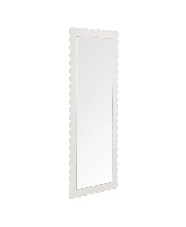 MODWAY Emmeline Scalloped Rectangle Floor Mirror - White