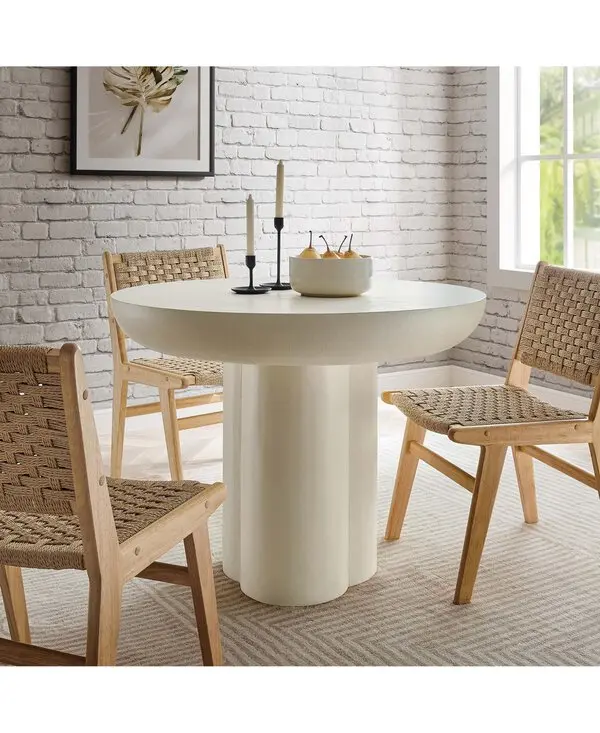 MODWAY Caspian 40 Round Concrete Dining Table - White