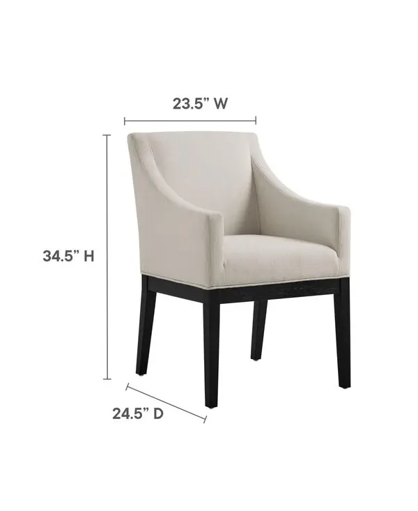 MODWAY Alton Fabric Upholstered Dining Armchair - Salt Black