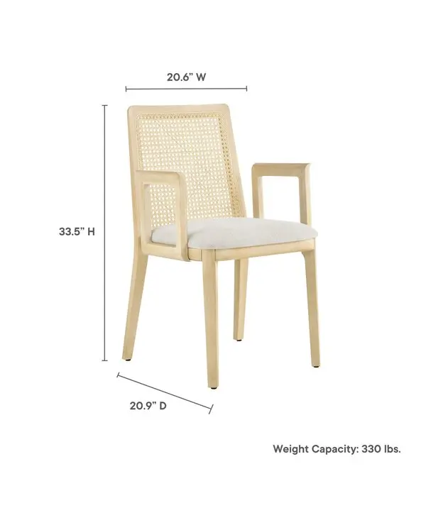 MODWAY Monarch Wood And Rattan Dining Armchair - Antique Multi
