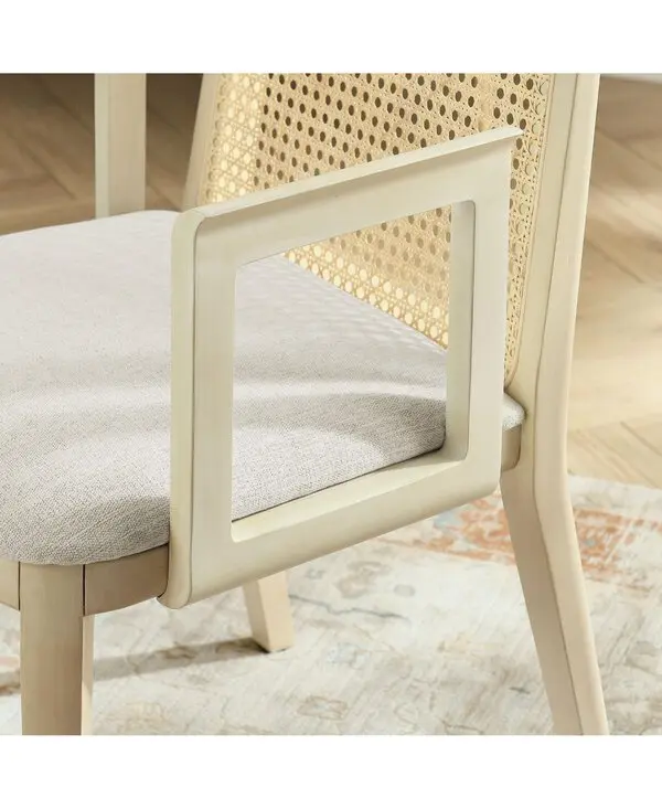 MODWAY Monarch Wood And Rattan Dining Armchair - Antique Multi