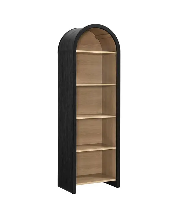 MODWAY Evie Arched Narrow Bookcase Display Cabinet - Black