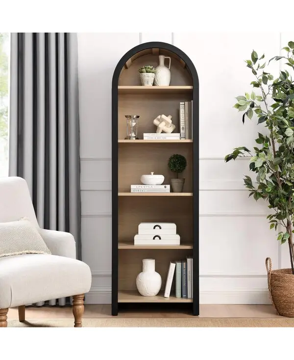 MODWAY Evie Arched Narrow Bookcase Display Cabinet