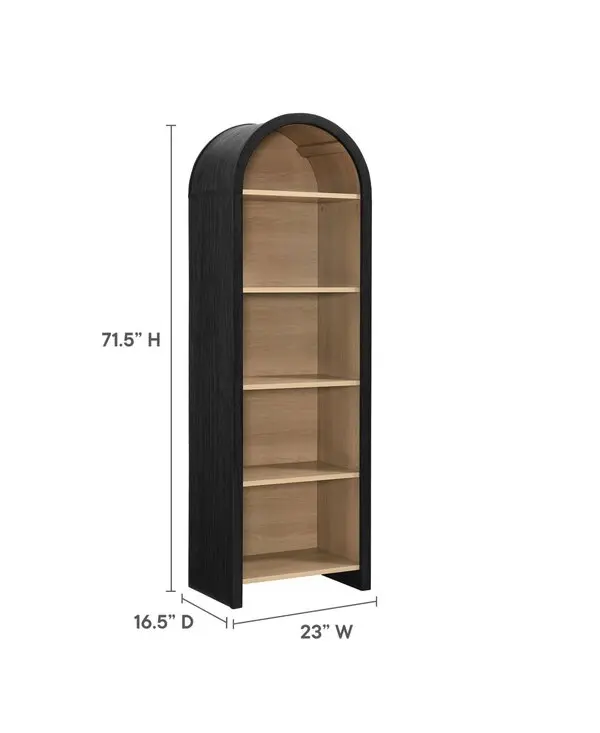 MODWAY Evie Arched Narrow Bookcase Display Cabinet