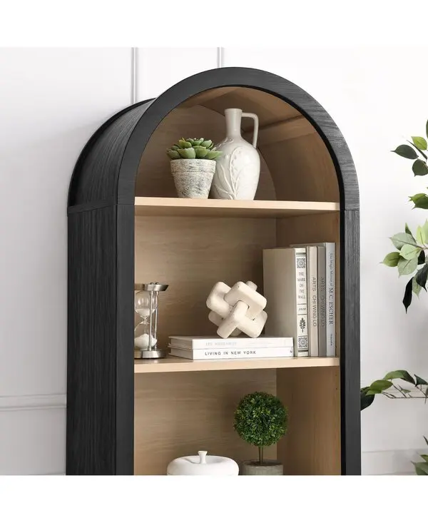 MODWAY Evie Arched Narrow Bookcase Display Cabinet
