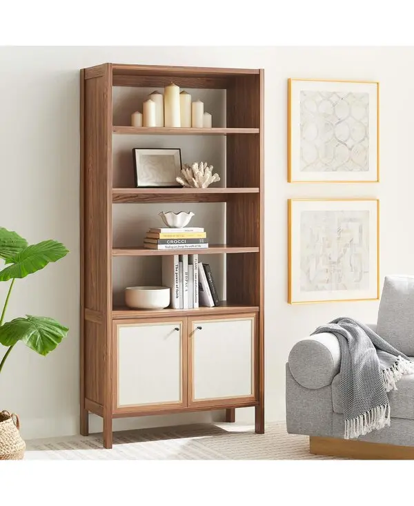 MODWAY Capri 4-shelf Wood Grain Bookcase