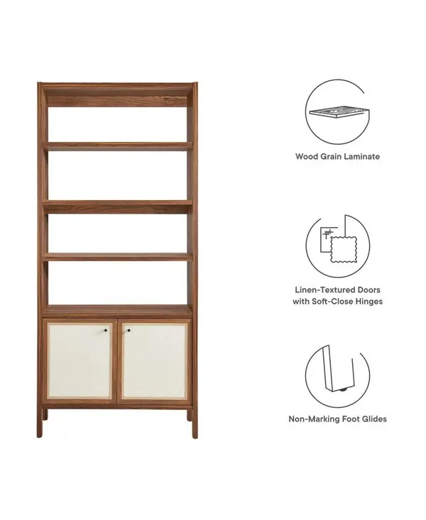 MODWAY Capri 4-shelf Wood Grain Bookcase