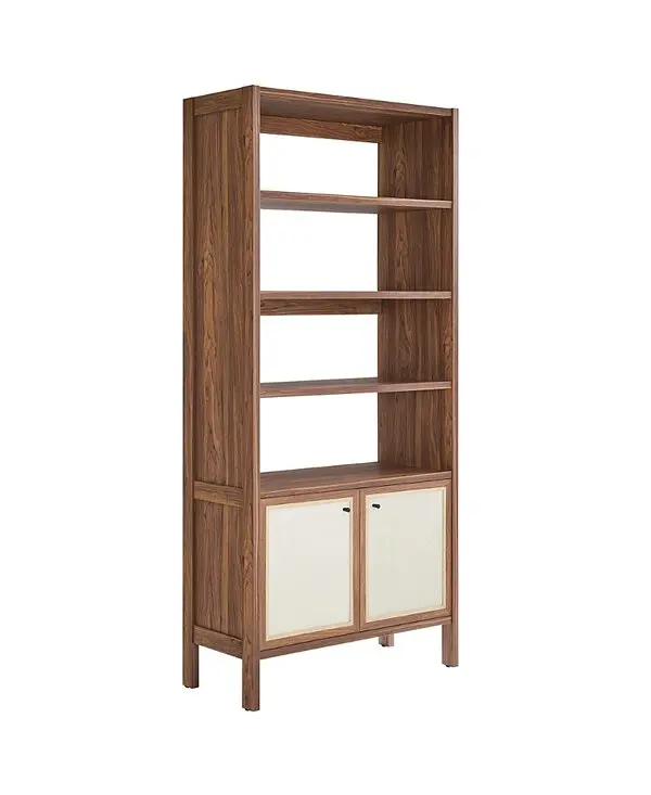 MODWAY Capri 4-shelf Wood Grain Bookcase - Walnut