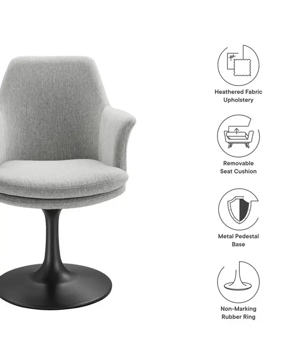 MODWAY Lippa Swivel Dining Armchair - Black / Light Gray