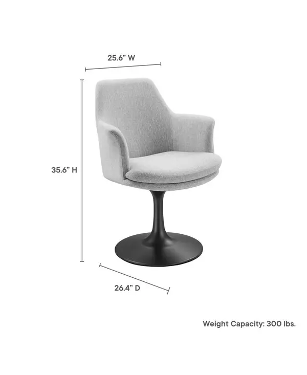 MODWAY Lippa Swivel Dining Armchair - Black / Light Gray