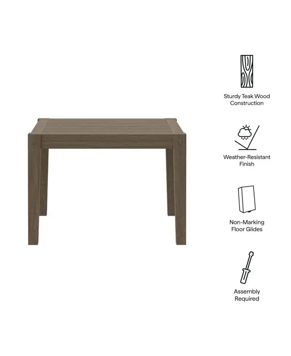 MODWAY Northlake Square Outdoor Patio Teak Side Table
