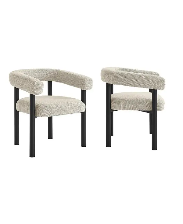 MODWAY Nautica Outdoor Patio Aluminum Dining Armchairs Set Of 2 - Ivory Graphite