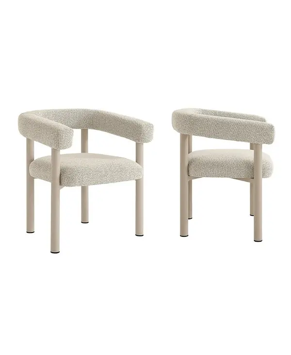 MODWAY Nautica Outdoor Patio Aluminum Dining Armchairs Set Of 2 - Ivory Taupe