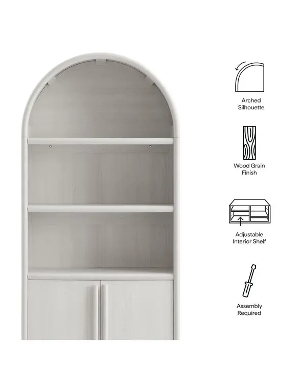 MODWAY Bellamy Tall Arched Display Cabinet Bookcase