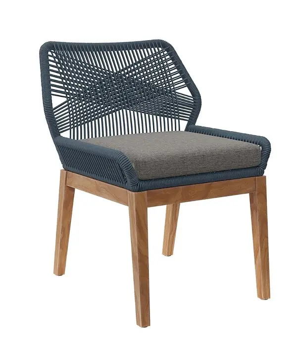 MODWAY Wellspring Outdoor Patio Teak Wood Dining Chair - Blue Graphite